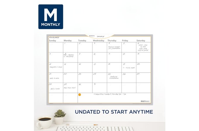 AT-A-GLANCE Undated WallMates Self-Adhesive Dry-Erase Monthly Planning ...