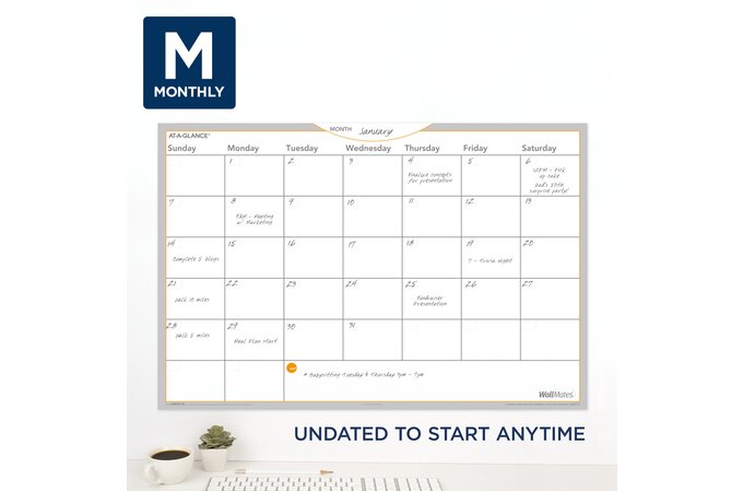 AT-A-GLANCE Undated WallMates Self-Adhesive Dry-Erase Monthly Planning ...