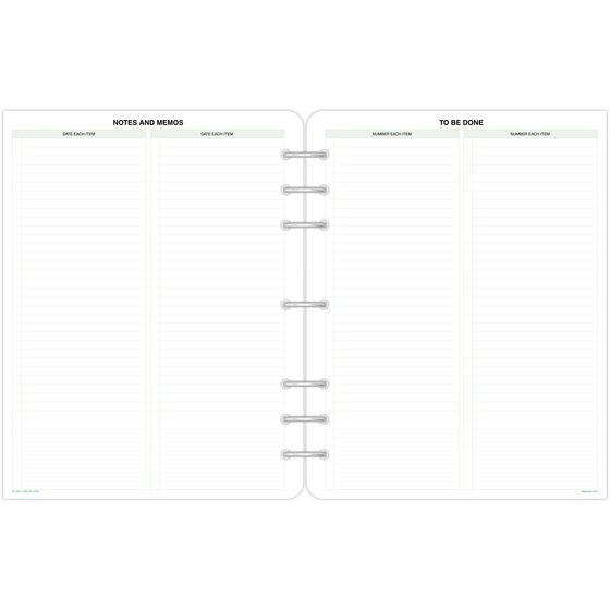 Day-Timer Undated Two-Page Per Day Planner Pages, Loose-Leaf, Folio ...