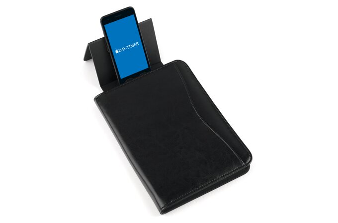 Day-Timer® Zippered Planner Cover with Tech Stand, Black, Journal Size ...