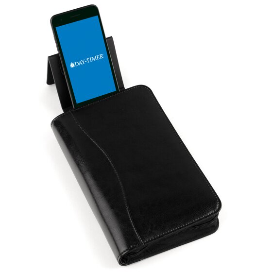 Day-Timer® Zippered Planner Cover with Tech Stand, 6-Ring, Black ...