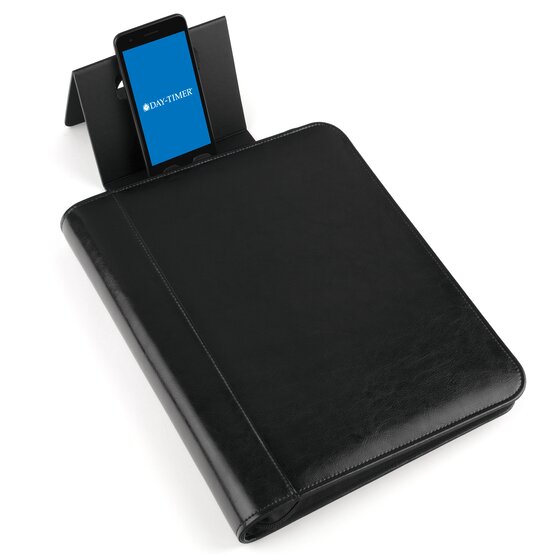 Day-Timer® Zippered Planner Cover with Tech Stand, 7-Ring, Black, Folio ...