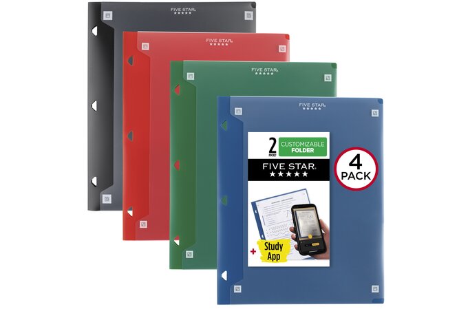 Five Star® Customizable 2-Pocket Plastic Folders Plus Study App ...