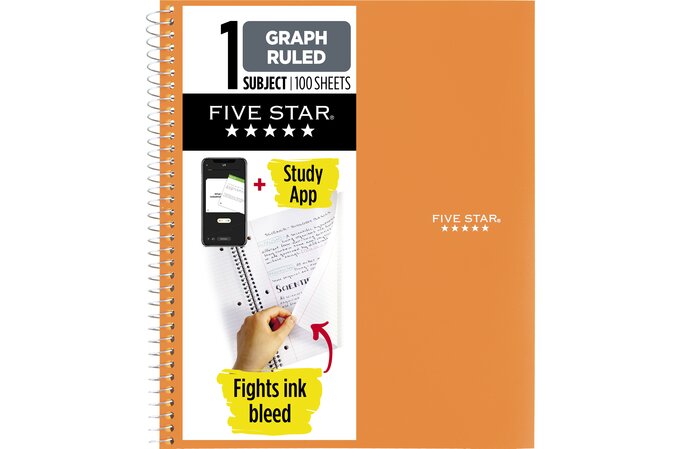 Five Star Wirebound Notebooks, 1 Subject, Graph Ruled | Study App ...