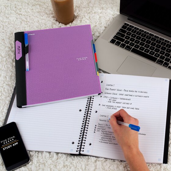 Five Star® Advance® Spiral Notebook Plus Study App, 5 Subject, College ...