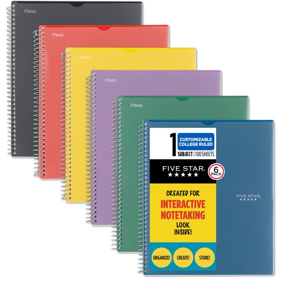 Five Star Customizable Interactive Notebook, 1 Subject, College Ruled ...