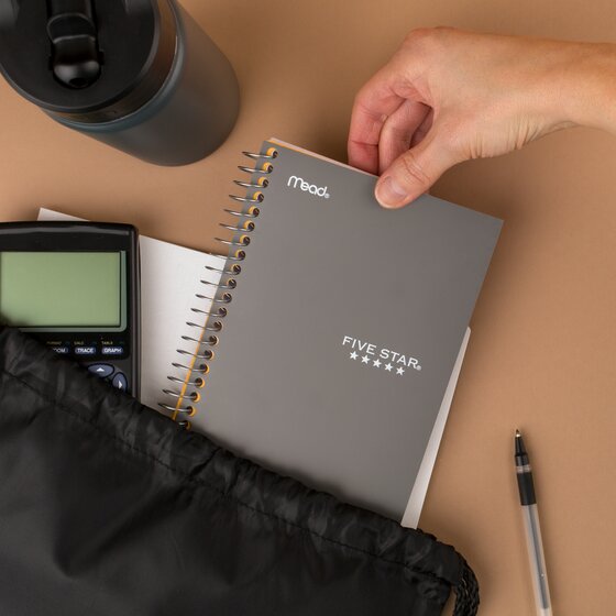 Five Star® Personal Spiral Notebook, College Ruled, 4 3/8" x 7", Gray ...