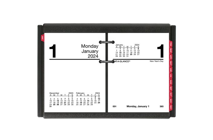 AT-A-GLANC®E Loose-Leaf Desk Calendar Base, 19 Style, Holds 3 1/2" x 3 ...