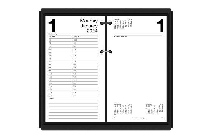 AT-A-GLANCE Loose-Leaf Desk Calendar Base, 21 Style, Black, Holds 4 1/2 ...