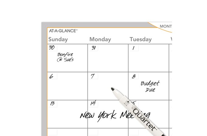 AT-A-GLANCE Undated WallMates Self-Adhesive Dry-Erase Monthly Planning ...