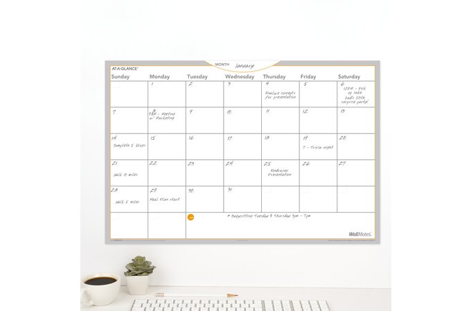 AT-A-GLANCE Undated WallMates Self-Adhesive Dry-Erase Monthly Planning ...