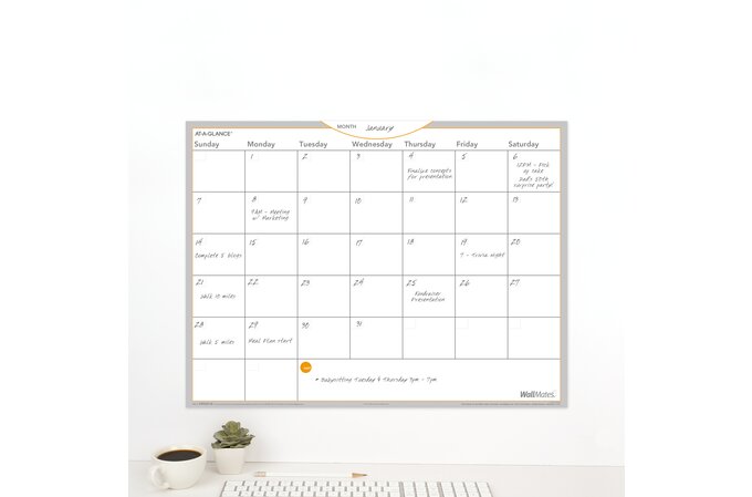 AT-A-GLANCE Undated WallMates Self-Adhesive Dry-Erase Monthly Planning ...