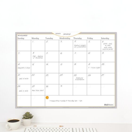 AT-A-GLANCE® Undated WallMates® Self-Adhesive Dry-Erase Monthly ...