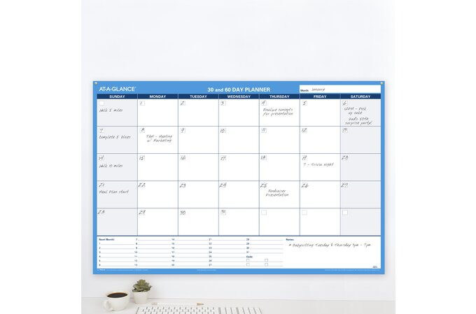 AT-A-GLANCE Undated 30 and 60-Day Reversible Erasable Horizontal Wall ...