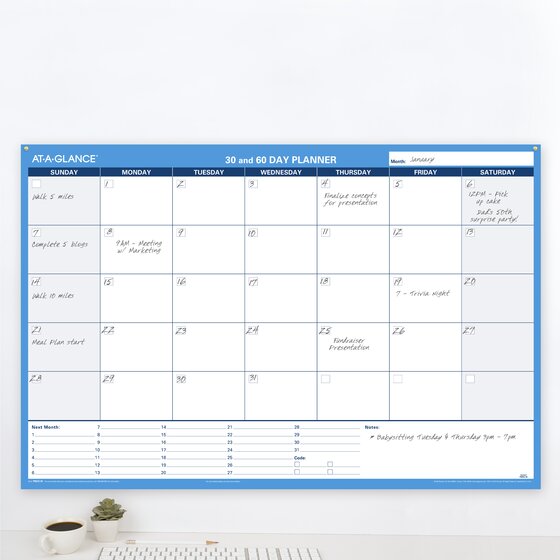 AT-A-GLANCE® Undated 30 and 60-Day Reversible Erasable Horizontal Wall ...