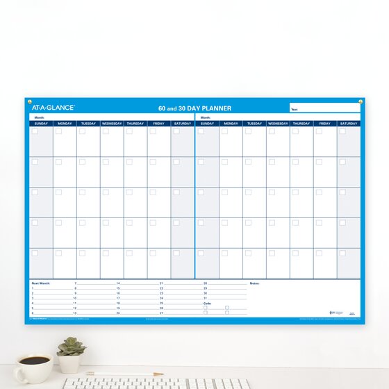 AT-A-GLANCE® Undated 30 and 60-Day Horizontal Erasable Wall Calendar ...