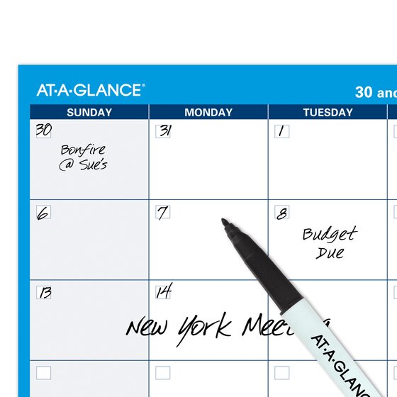 AT-A-GLANCE® Undated 30 and 60-Day Horizontal Erasable Wall Calendar ...