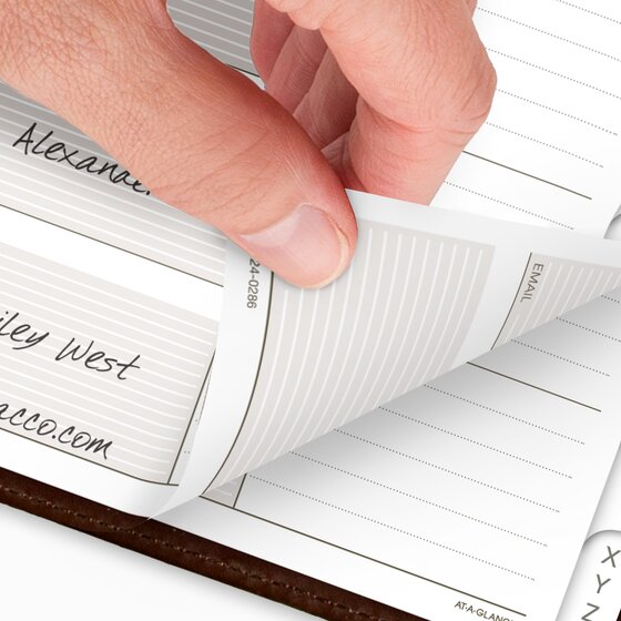 AT-A-GLANCE® Harrison Undated Telephone Address Book, 3 Ring, Brown ...