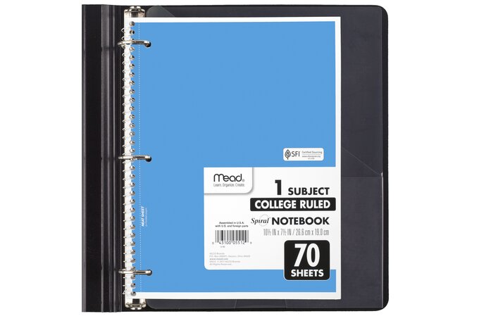Mead® Spiral Notebook, 1 Subject, College Ruled, 8" x 10 1/2", 6 Pack ...