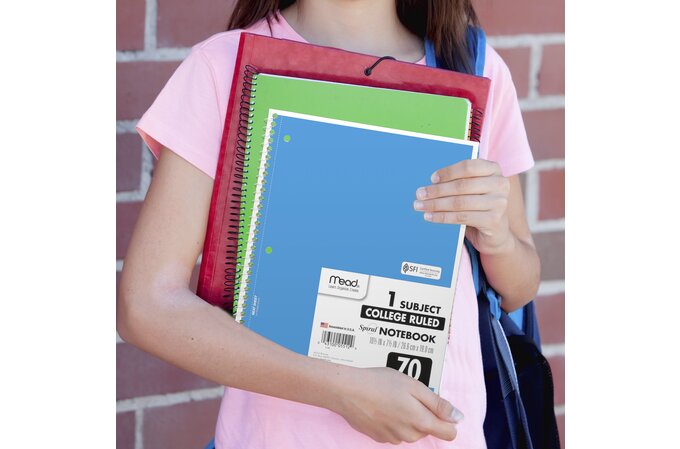 Mead® Spiral Notebook, 1 Subject, College Ruled, 8" x 10 1/2", 6 Pack ...