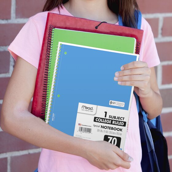 Mead® Spiral Notebook, 1 Subject, College Ruled, 8" x 10 1/2", 6 Pack ...