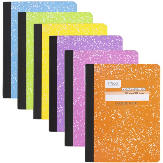 Mead® Color Composition Book, College Ruled, 100 Sheets, 7-1/2" x 9-3/4 ...