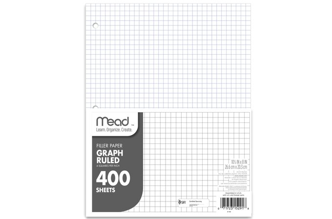 Mead® Filler Paper, Quad Ruled, 10 1/2" x 8", 400 Sheets/Pack | Filler ...