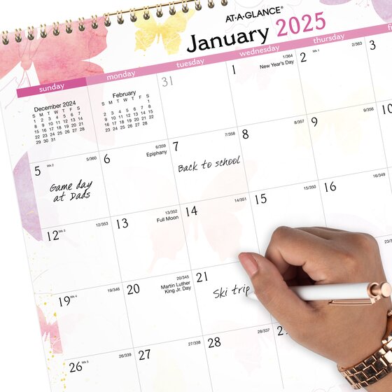 AT-A-GLANCE® Watercolors 2025 Monthly Wall Calendar, Medium, 15" x 12 ...