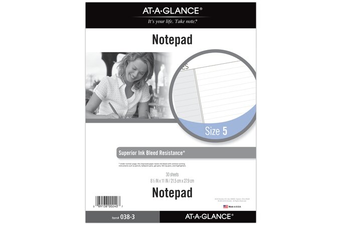 AT-A-GLANCE® Notepad, Topbound, Folio Size, 8 1/2" x 11" | Refillable ...