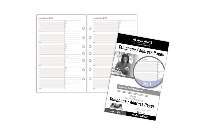 AT-A-GLANCE Telephone/Address Planner Pages | Refillable Planners ...