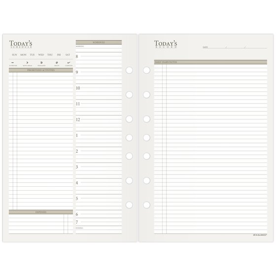 AT-A-GLANCE® Undated Two Page Per Day Daily Planner Refill, Loose-Leaf ...