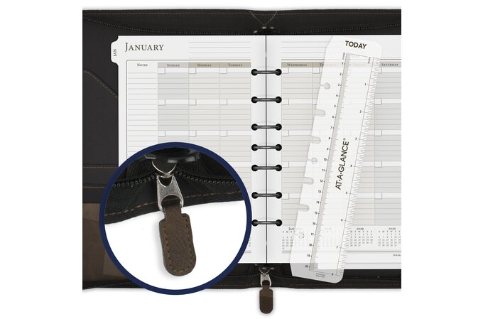 AT-A-GLANCE® Undated Faux Leather Starter Set, 7-Ring, Distressed Brown ...