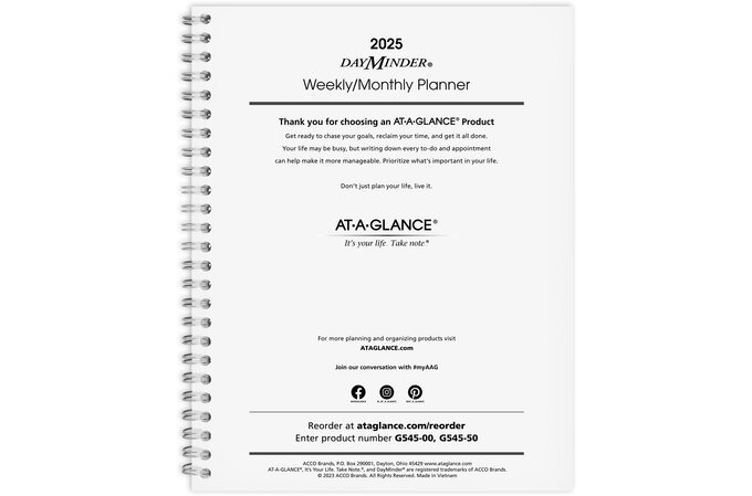 AT-A-GLANCE® DayMinder® Executive 2025 Weekly Monthly Refill for G545 ... AT-A-GLANCE® DayMinder® Executive 2025 Weekly Monthly Refill for G545 ...