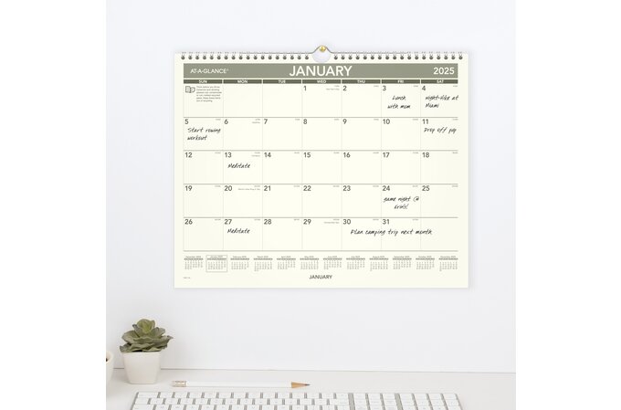 AT-A-GLANCE® 2025 Recycled Monthly Wall Calendar, Medium, 15 AT-A-GLANCE® 2025 Recycled Monthly Wall Calendar, Medium, 15