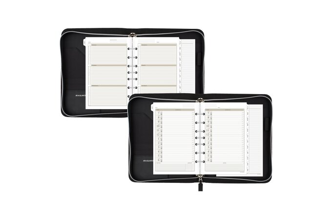 AT-A-GLANCE® Undated Textured Faux Leather Starter Set, 7-Ring, Black ...