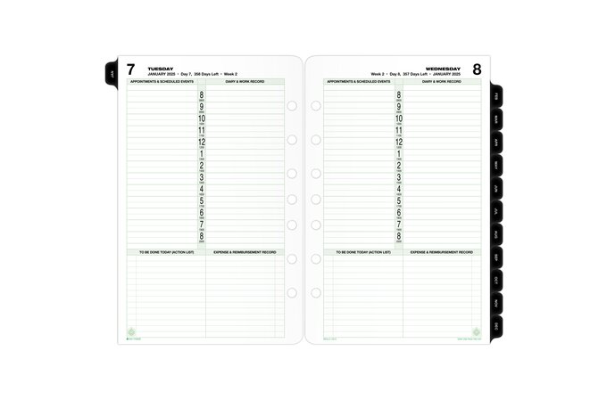 Day-Timer® One Page Per Day Loose-Leaf Planner Refill, 5 1/2" x 8 1/2 ...