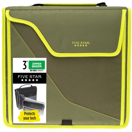 Five Star® 3" Sewn Zipper Binder Plus Removable Padded Case, 850 Sheet ...