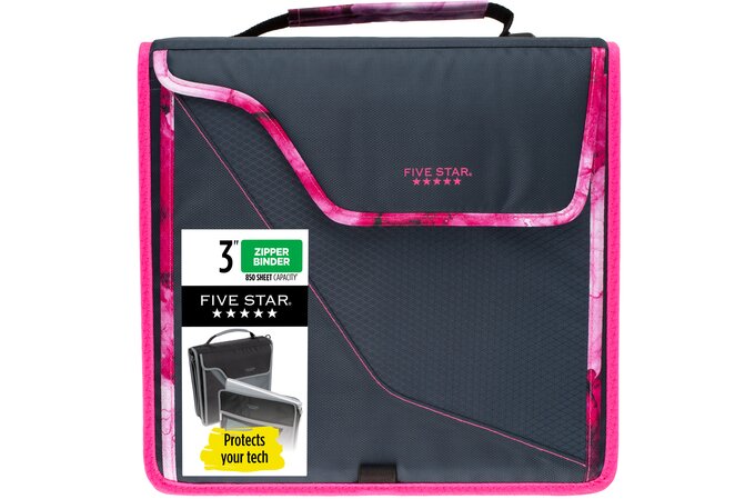 Five Star® 3" Sewn Zipper Binder Plus Removable Padded Case, 850 Sheet ...