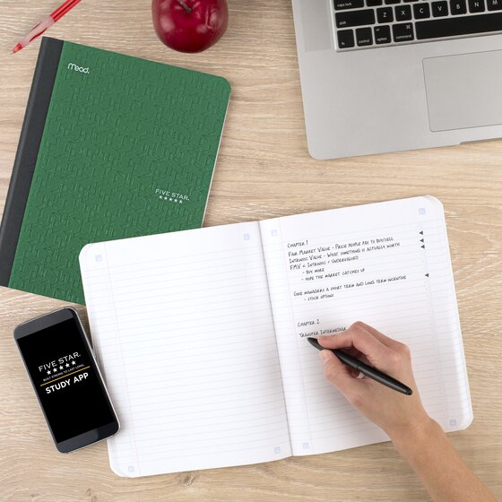 Five Star® Composition Book Plus Study App, College Ruled, 80 Sheets, 7 ...