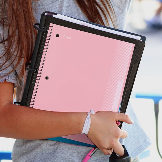 Mead® 1 Subject Wide Ruled Notebook, 8" x 10.5", Pastel Pink, Poly ...