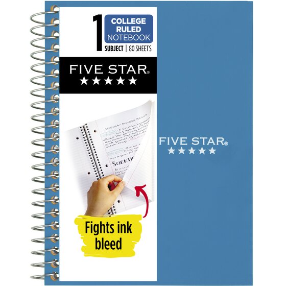Five Star® Personal Spiral Notebook, College Ruled, 4 3/8" x 7", Color ...