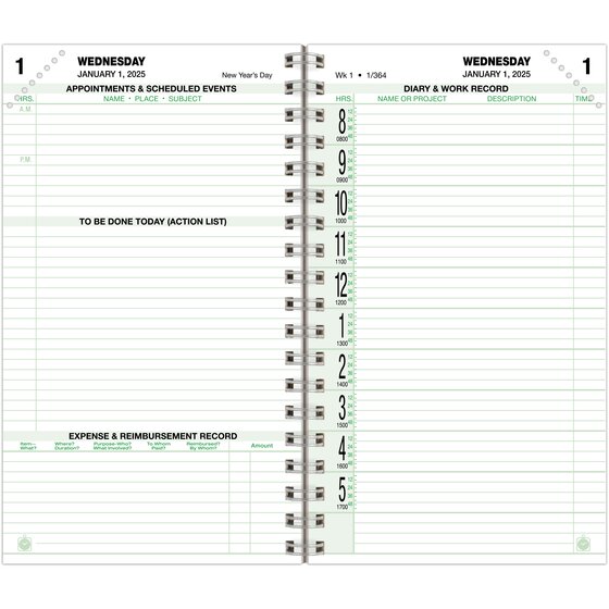 Day-Timer Two Page Per Day Original Planner Refills, Wirebound, Compact ...