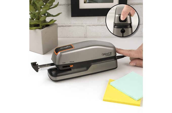 Swingline® Optima® 20 Compact Electric Stapler, 20 Sheets, Silver ...