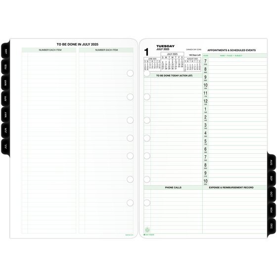 Day-Timer® July 2025 – June 2026 Two Page Per Day Reference Planner ...