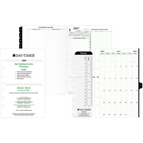 Day-Timer® July 2025 – June 2026 Two Page Per Day Reference Planner ...
