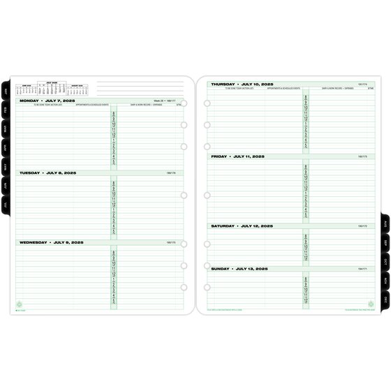 Day Timer Two Page Per Week Original Loose-Leaf Planner Refills, 8 1/2 ...