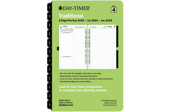 Day-Timer Two Page Per Day Original Loose-Leaf Planner Refills, 5 1/2 ...