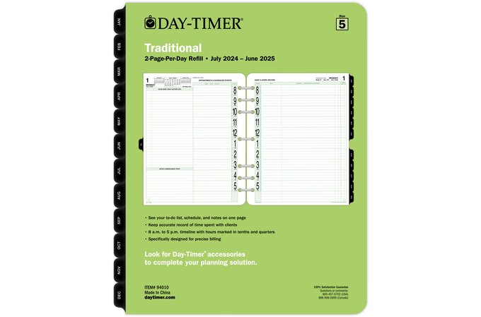 Day-Timer Two Page Per Day Original Planner Refills, Loose-Leaf, Folio ...