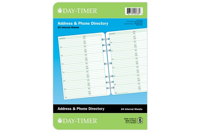 Day-Timer® Internal Telephone Address Directory, Loose-Leaf, Folio Size ...