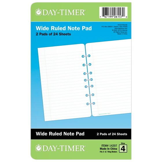Day-Timer® Wide Ruled Notepad, Desk Size, 5 1/2" x 8 1/2", 2 Pack ...